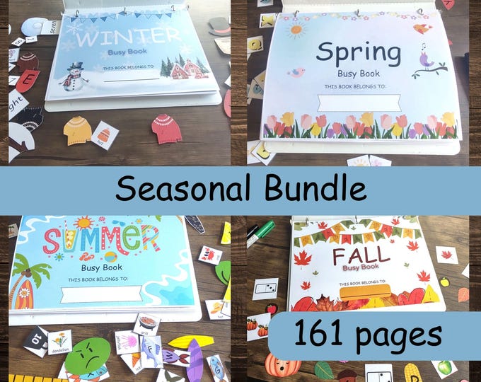 Set of 4 Toddler Busy Books Printable Toddler Activities Winter Spring ...