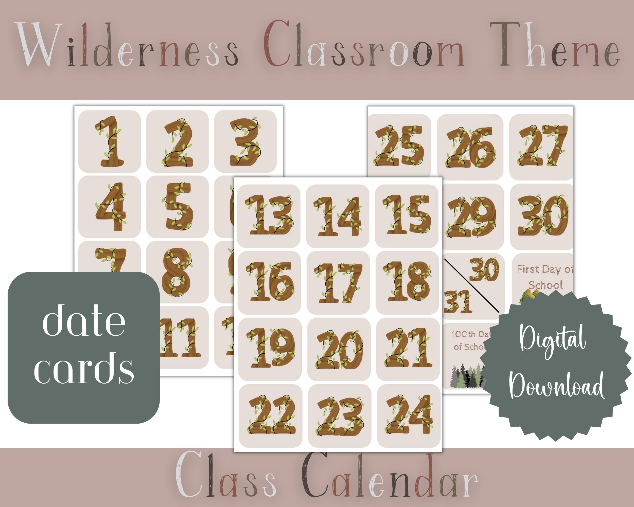 Classroom Calendar, Wilderness Theme, Classroom Decorations, Teacher ...