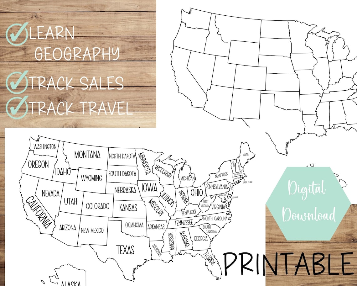 United States Map Printable US Map Printable USA US Sales Map, Travel ...