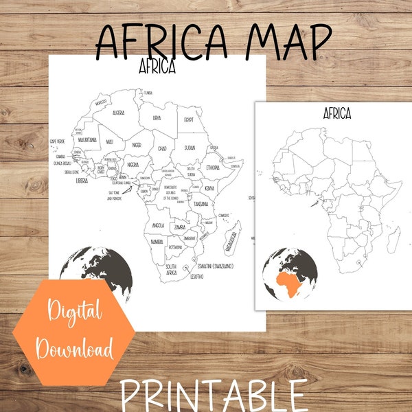 Digital Map of Africa Printable Africa - Etsy