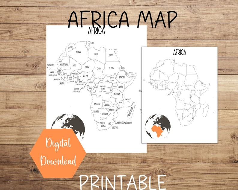 Africa Map, Map of Africa, Printable Africa Map, Geography Homeschool, Travel Tracker, Etsy ...