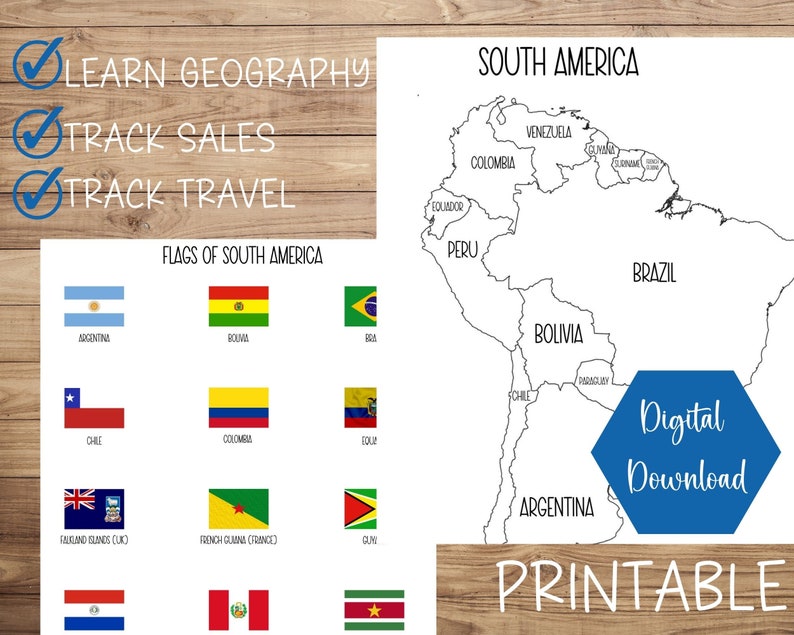 South America Map Printable, Printable South America Sales Map, Travel ...