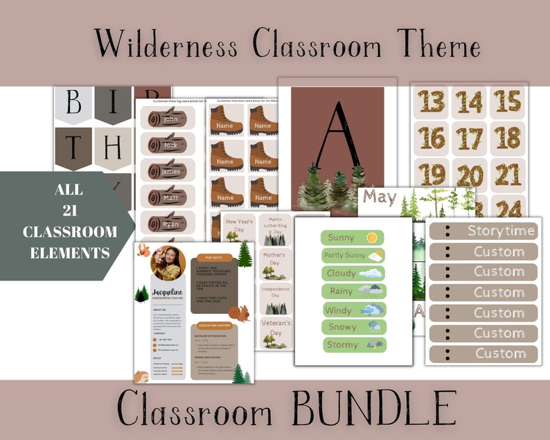 Wilderness Classroom Decor Bundle, Wilderness Classroom Theme Bundle ...