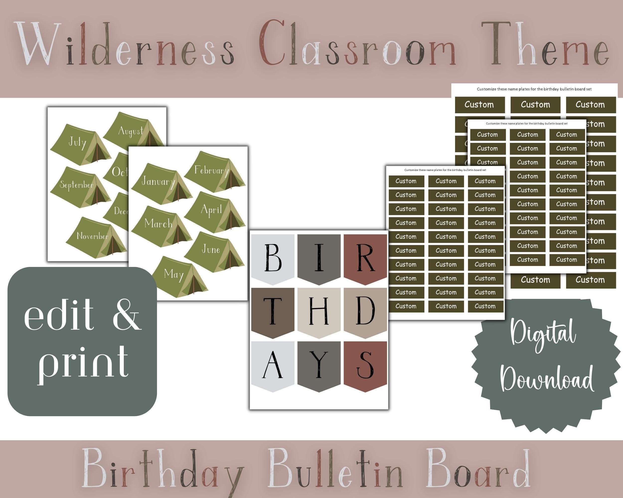 Custom Classroom B-days, Wilderness Theme, Classroom Decorations ...