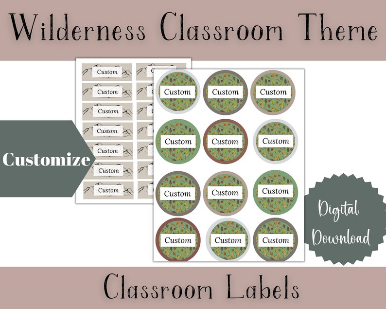 Custom Classroom Labels, Wilderness Theme, Classroom Decorations ...