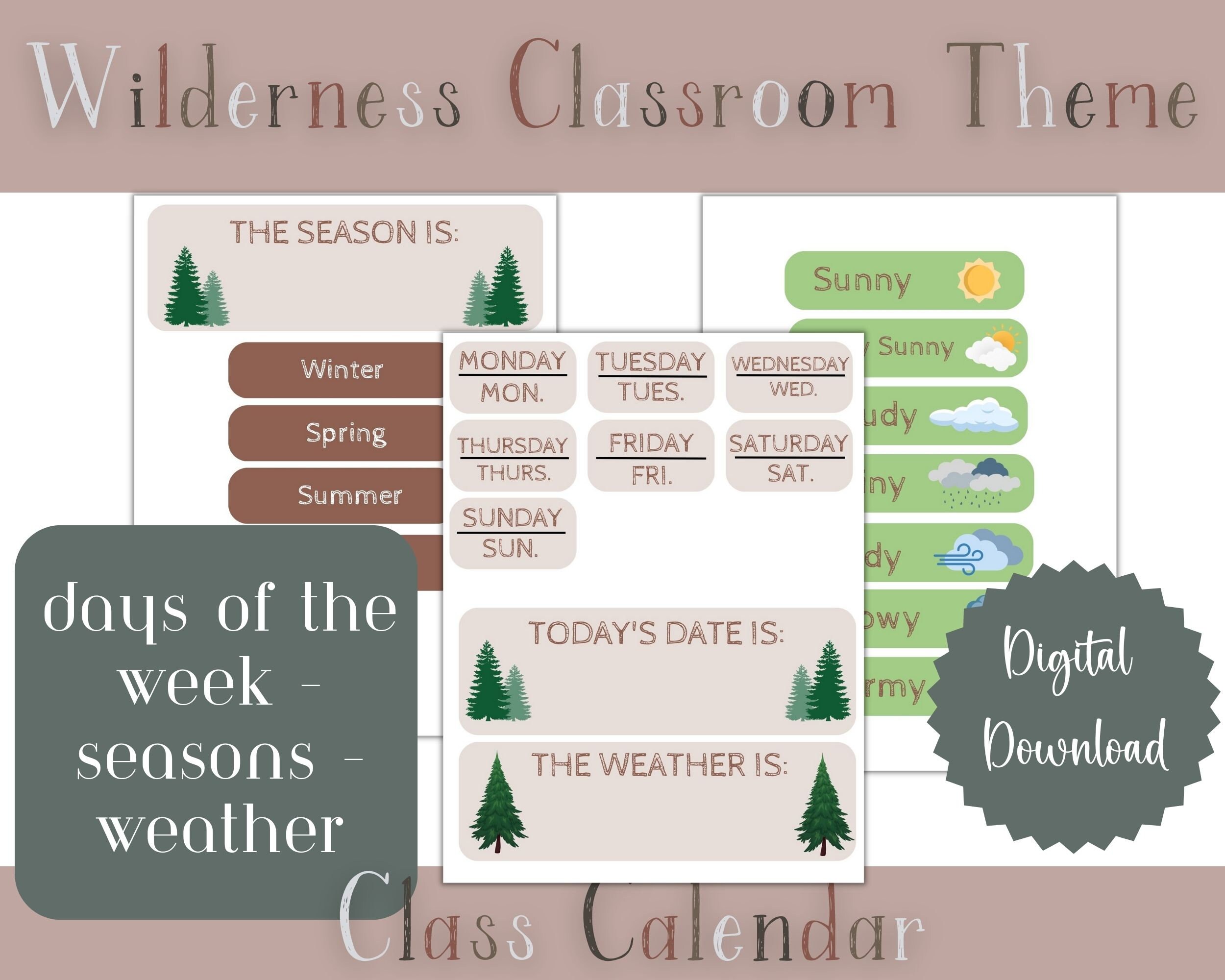 Classroom Calendar, Wilderness Theme, Classroom Decorations, Teacher ...