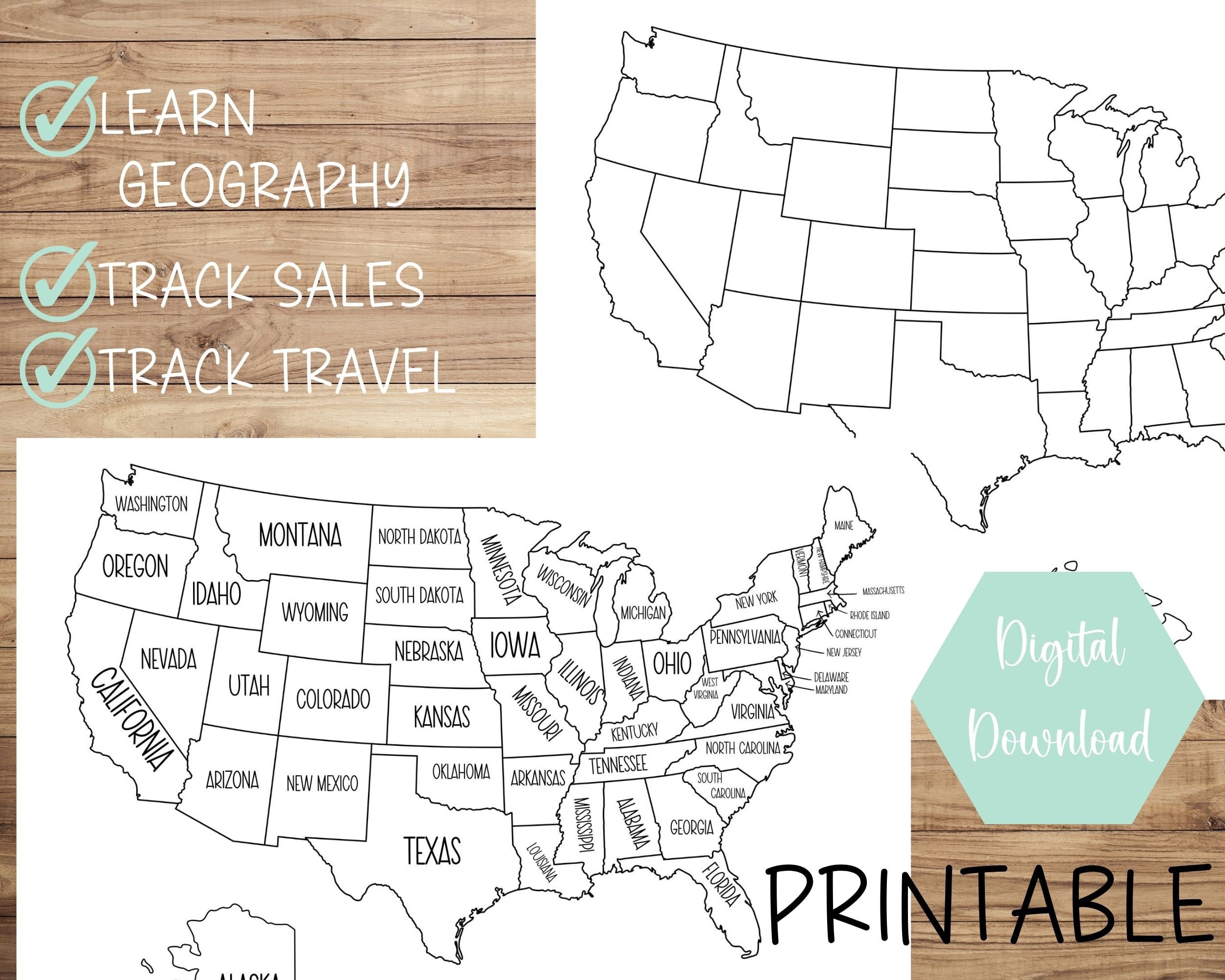 United States Map Pdf, US Map Printable, USA US Sales Map, Travel ...