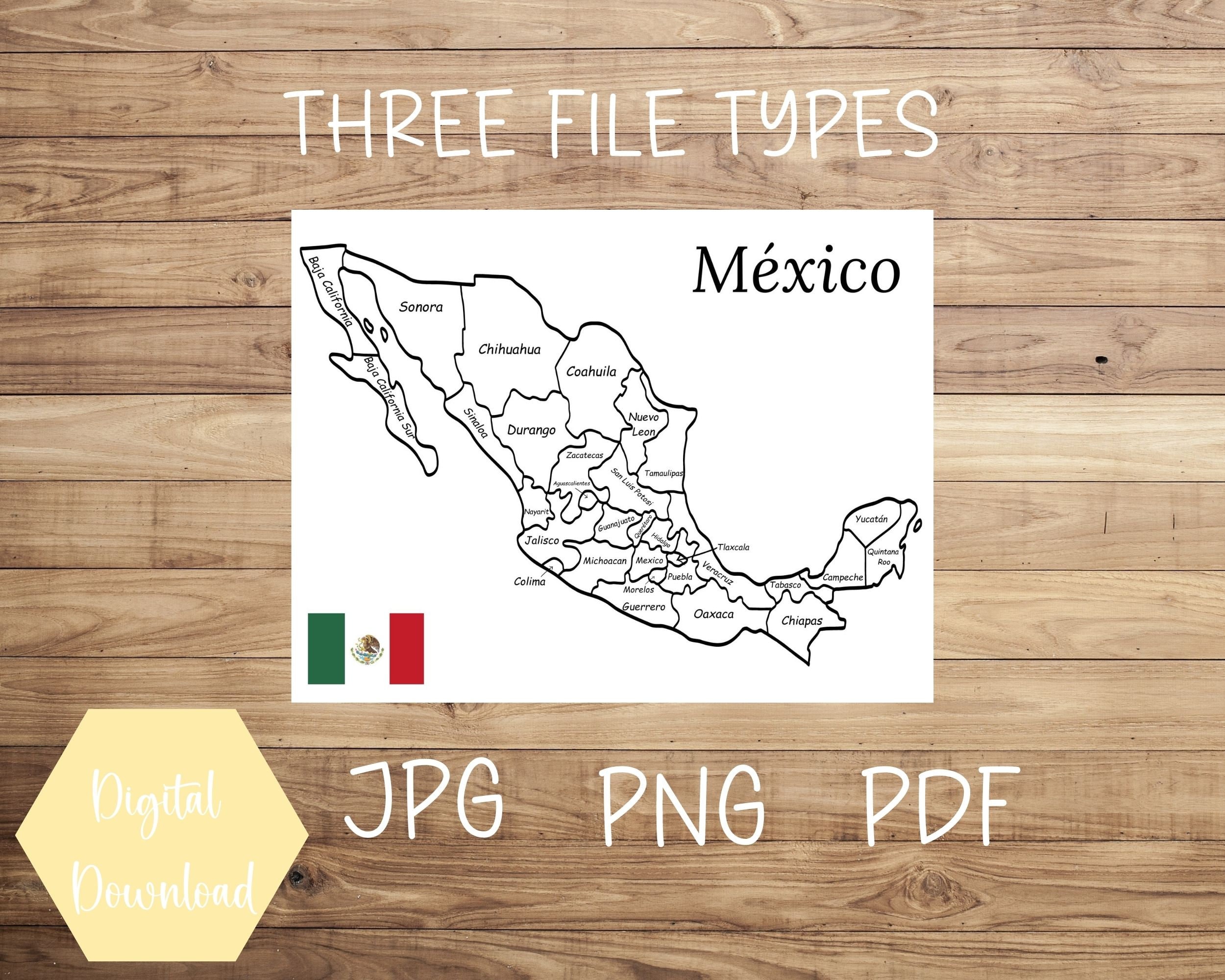 Mexico Map, Printable Sales Map, Travel Tracker, Etsy Order Map ...