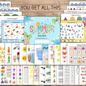 Summer Busy Book Printable Summer Busy Book Preschool Learning Binder ...