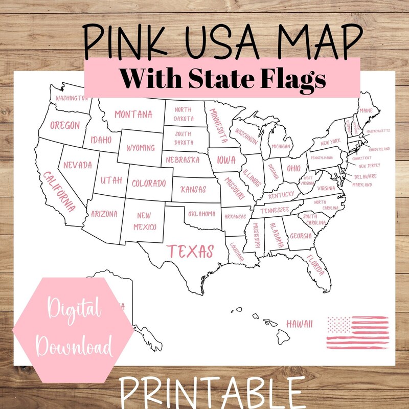 Printable Map of United States - Etsy