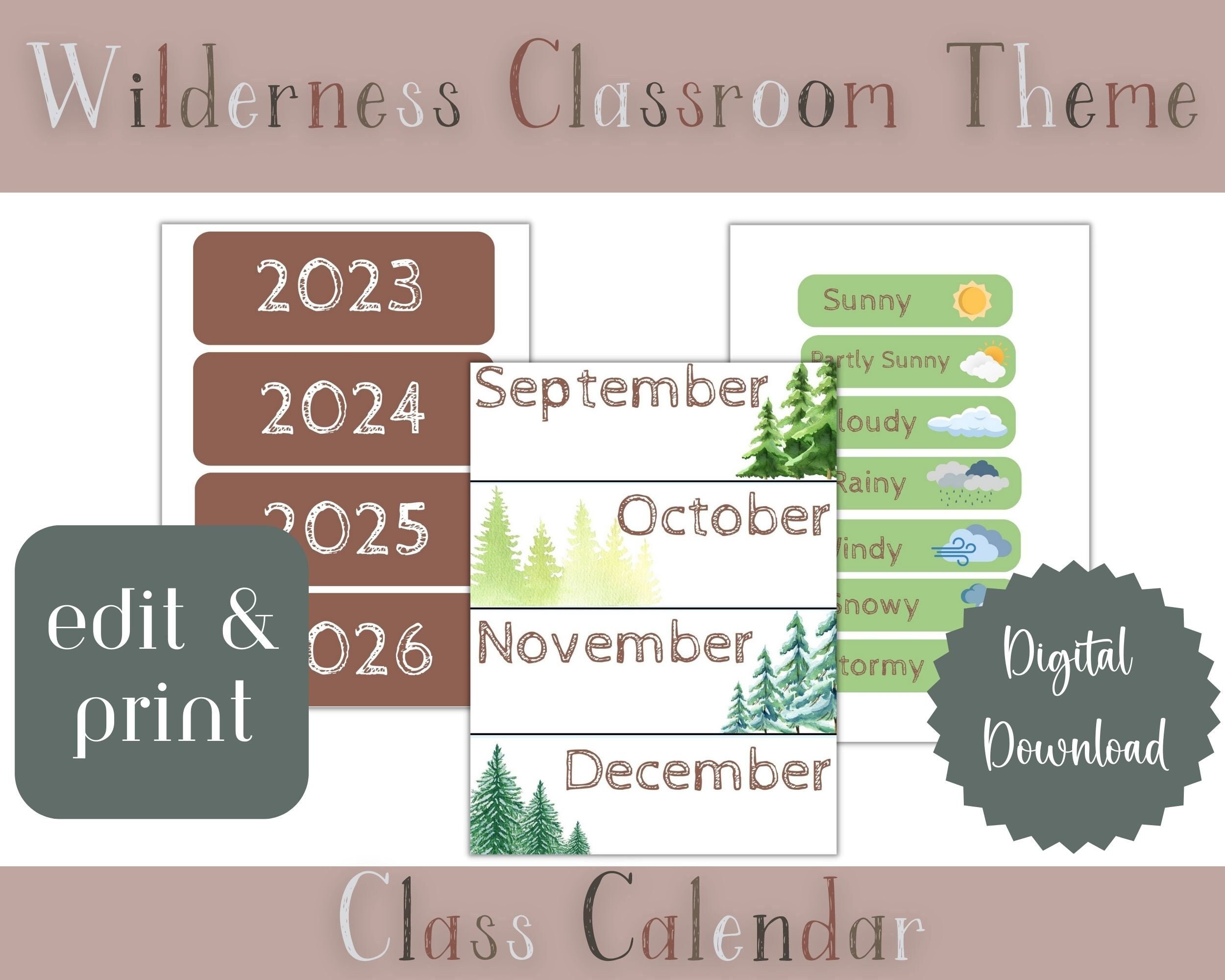 Classroom Calendar, Wilderness Theme, Classroom Decorations, Teacher ...