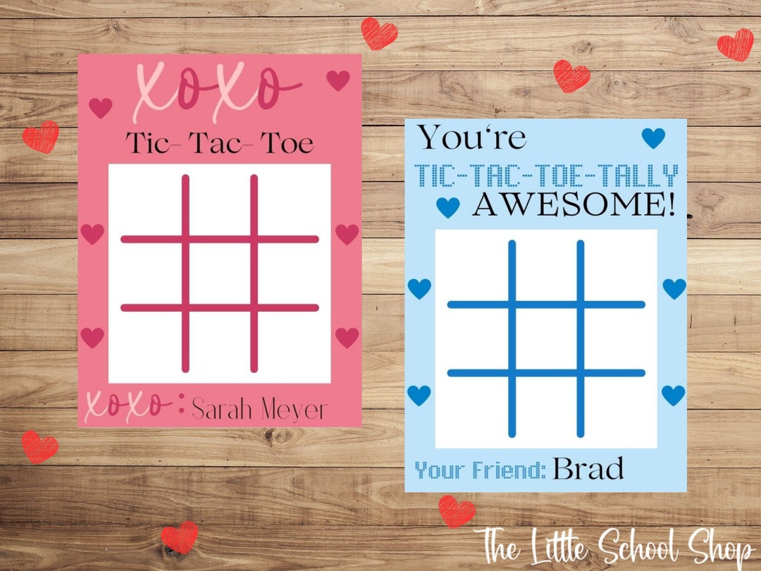 Customized Tic Tac Toe Valentines Personalized Valentines Tic Tac Toe ...