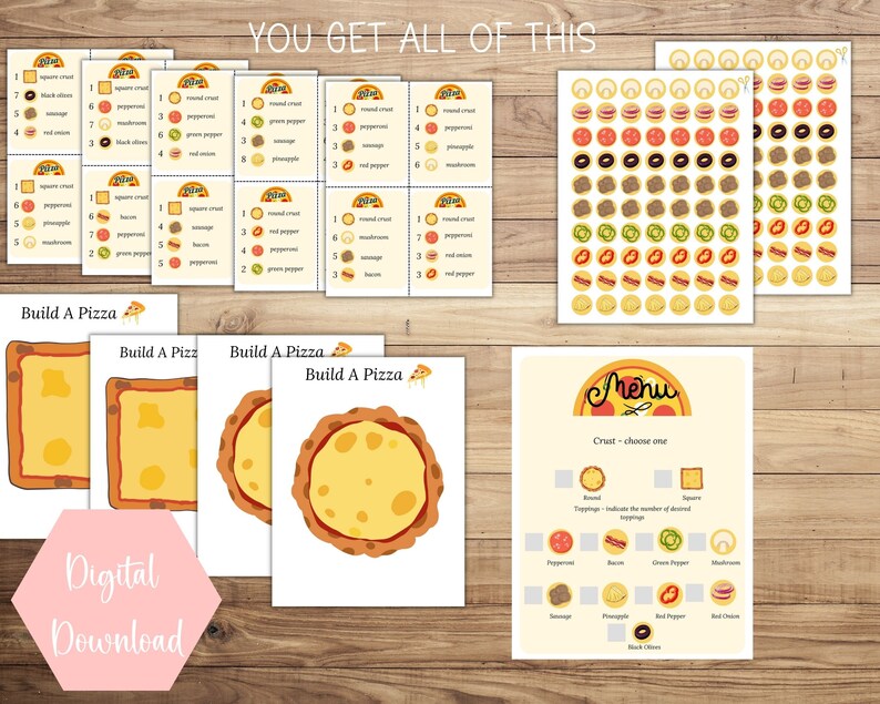 Build A Pizza, Pretend Play, Preschool Printable, Kindergarten ...