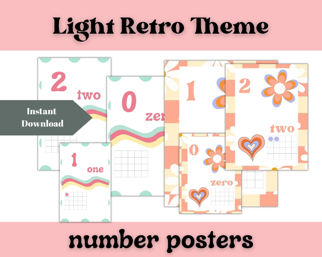 Number Posters, Retro Groovy Theme, Classroom Decorations, Teacher ...