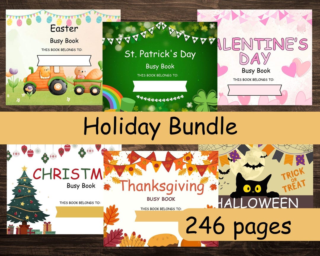 Holiday Busy Book Bundle Printable Book Bundle Preschool Learning ...
