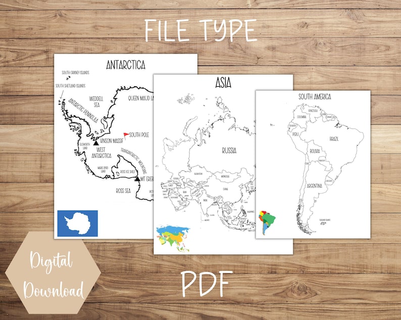 7 Continent Map Bundle Printable, Travel Tracker, Etsy Sales Map ...