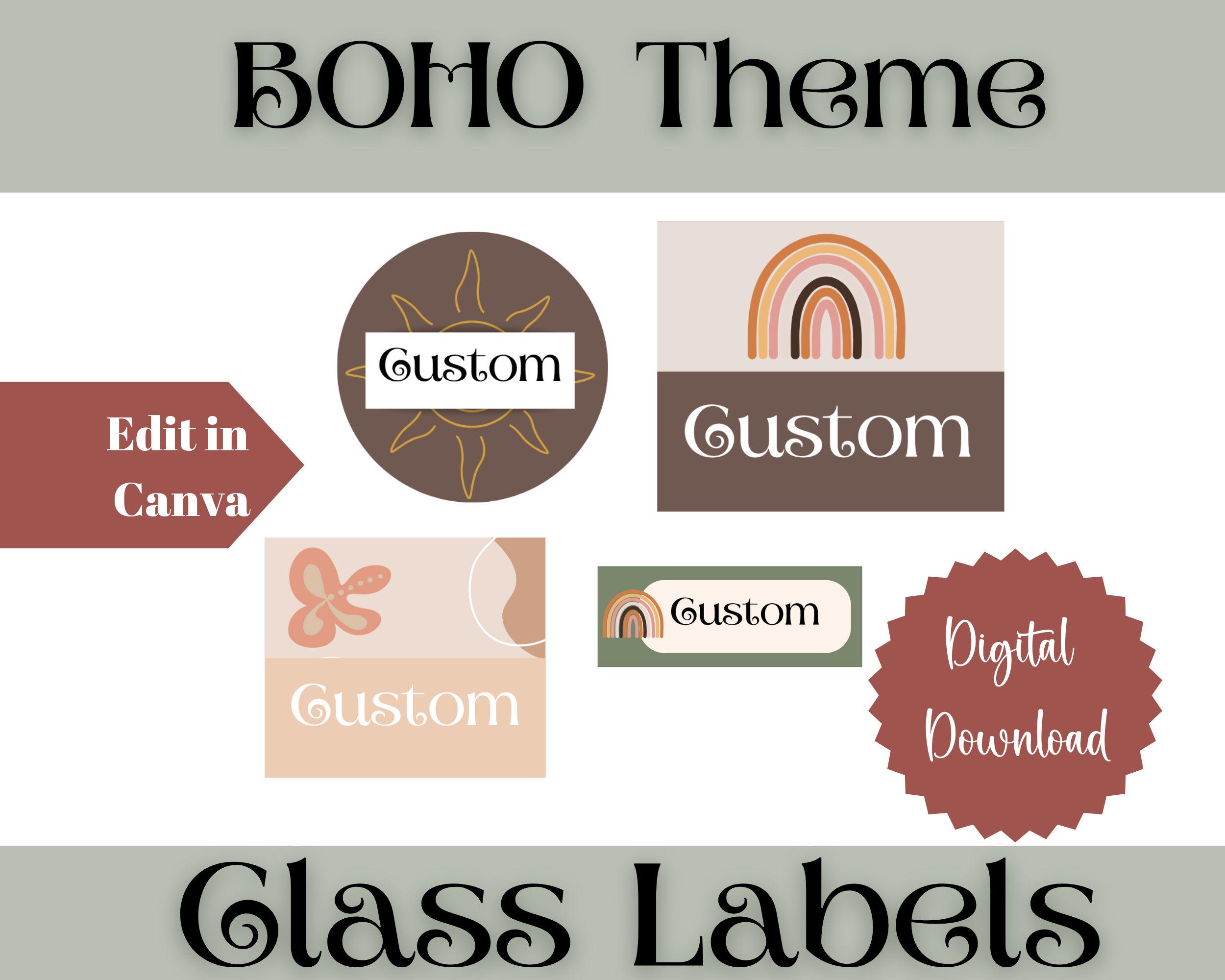 Custom Classroom Labels, BOHO Theme, Classroom Decorations, Bulletin ...