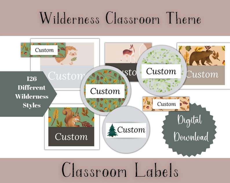 Custom Classroom Labels, Wilderness Theme, Classroom Decorations ...