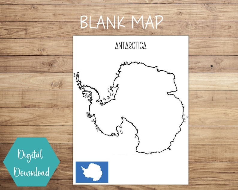 Antarctica Map Printable, Continent Map Printable, PDF Map, Instant ...
