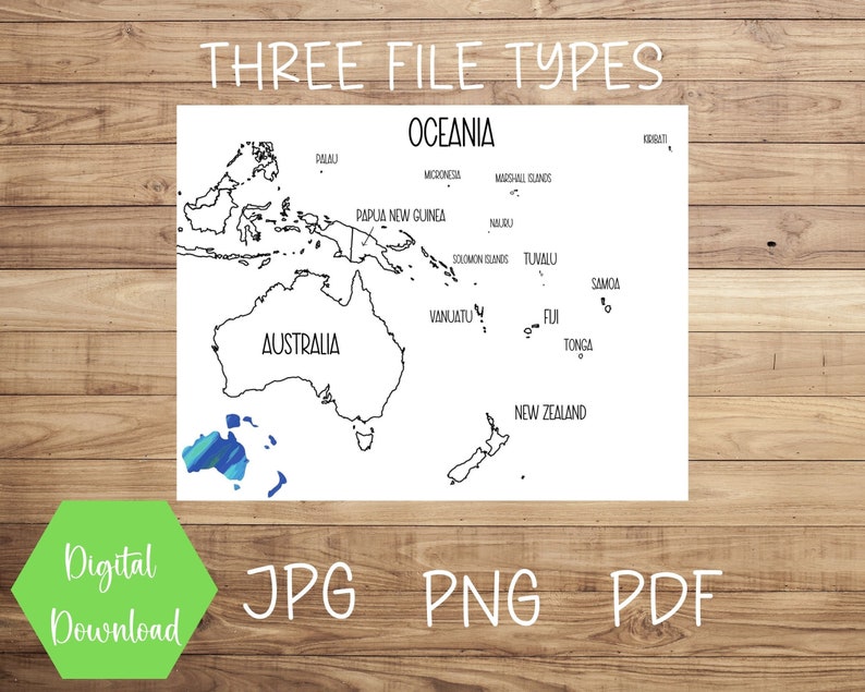 Printable Oceania Map, Travel Tracker, Etsy Sales Map (digital Download ...