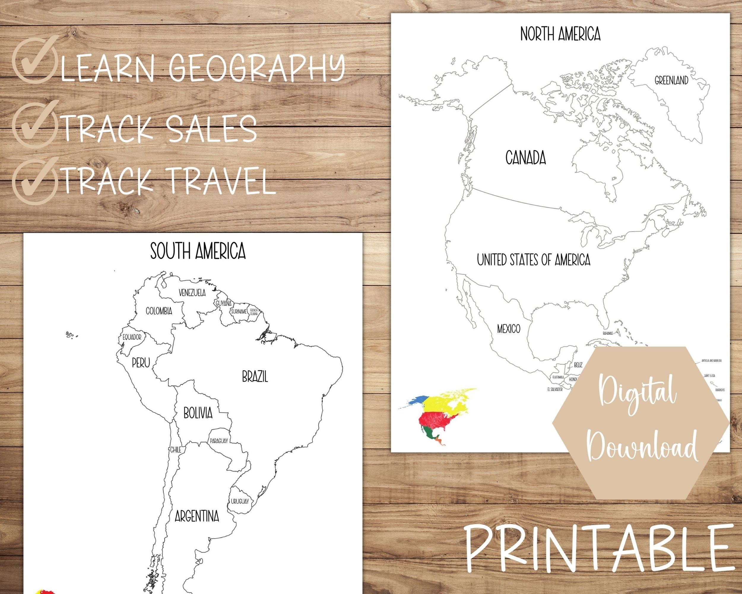 7 Continent PDF Map Bundle, Printable Map Bundle, Travel Tracker, Etsy ...