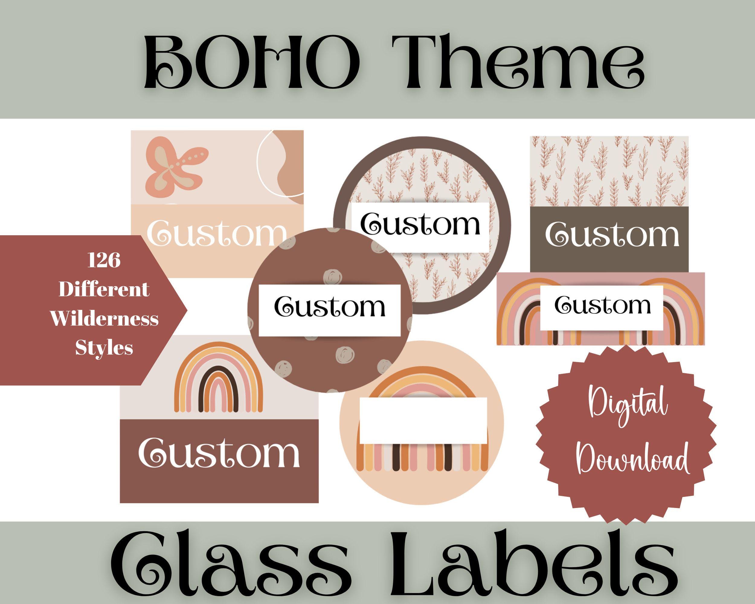 Custom Classroom Labels, BOHO Theme, Classroom Decorations, Bulletin ...