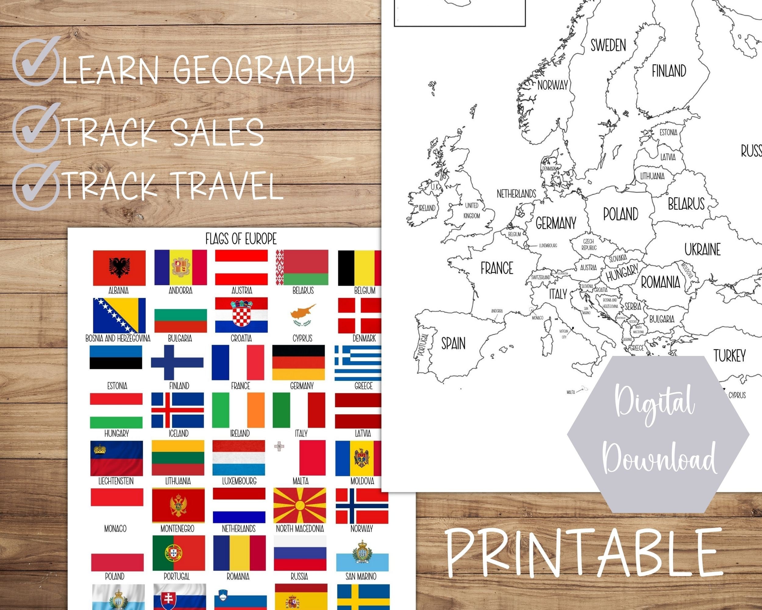 Europe Map Map of Europe Printable Europe Map Printable - Etsy UK