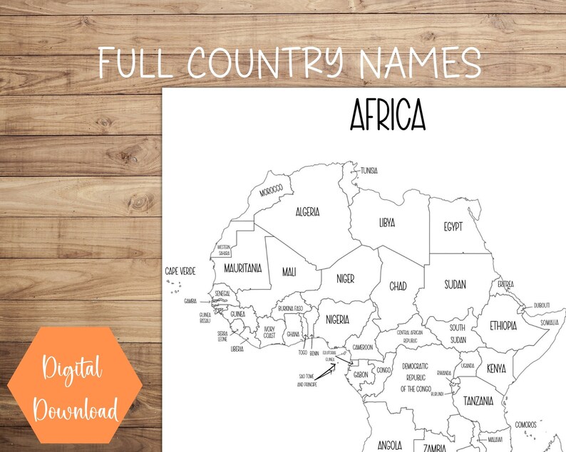Africa Map, Map of Africa, Printable Africa Map, Geography Homeschool, Travel Tracker, Etsy ...