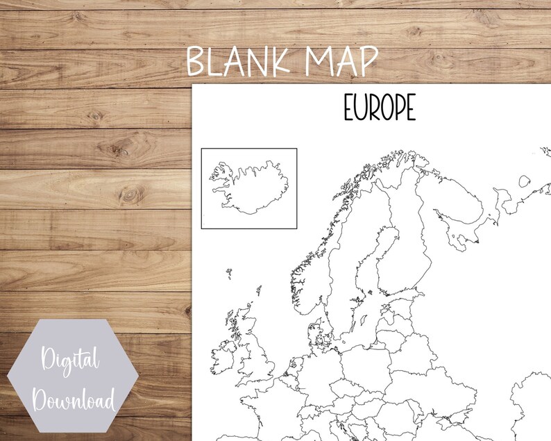 Europe Map Map of Europe Printable Europe Map Printable - Etsy