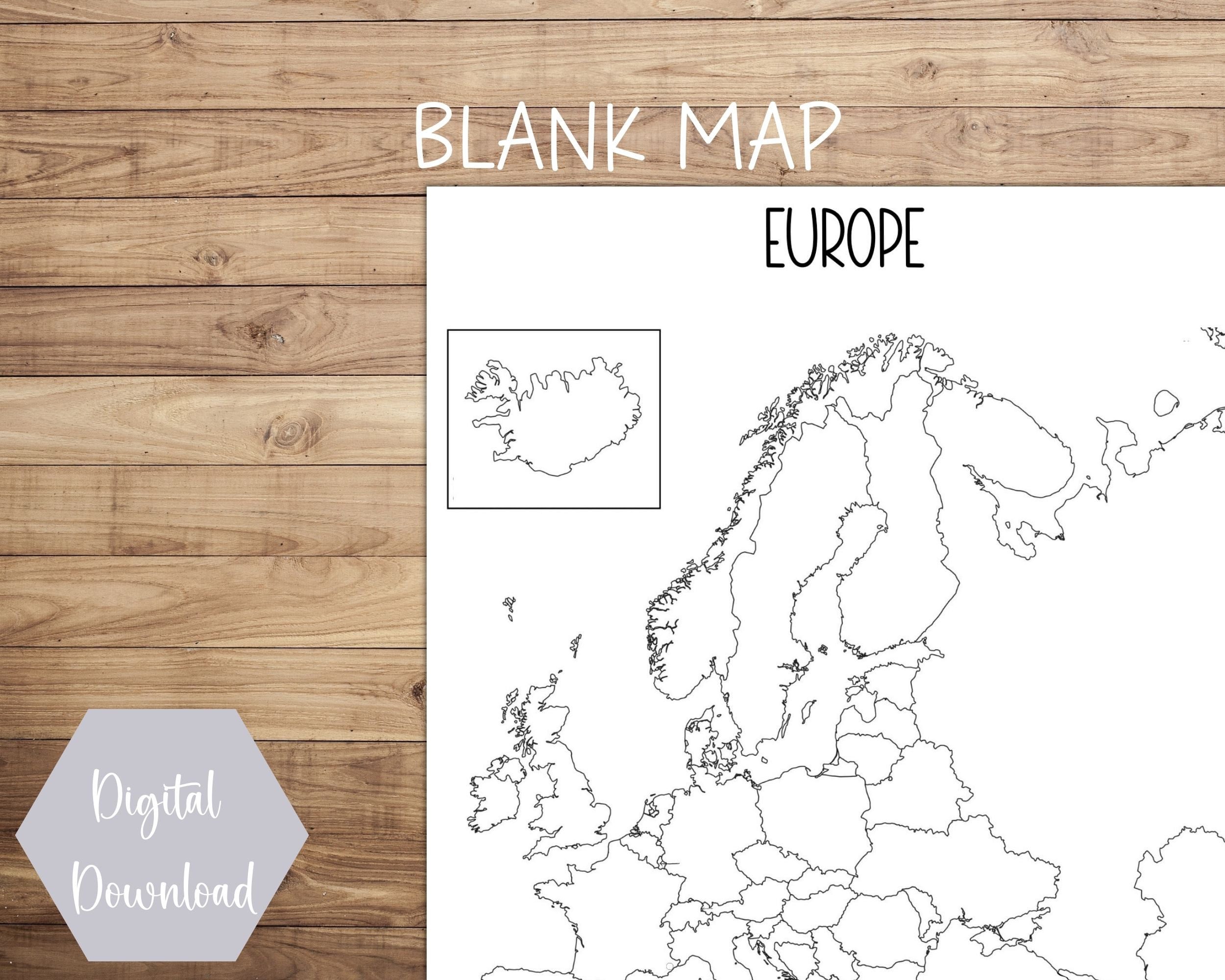 Europe Map Map of Europe Printable Europe Map Printable - Etsy UK