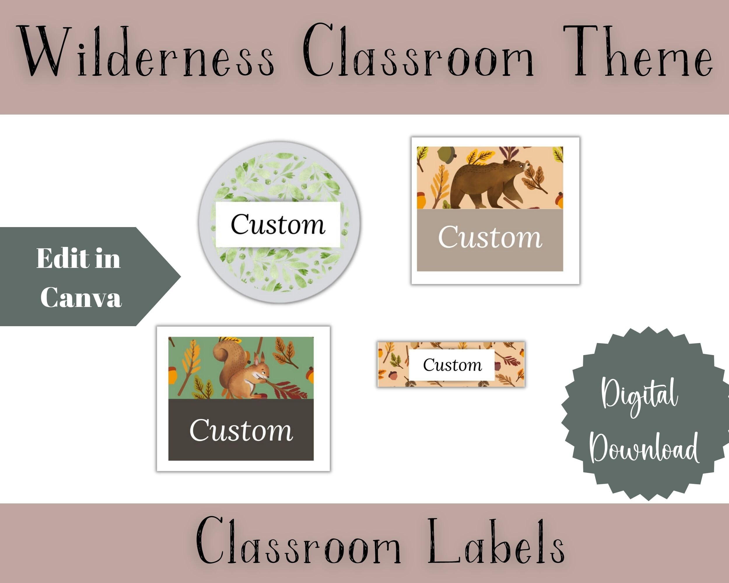 Custom Classroom Labels, Wilderness Theme, Classroom Decorations ...