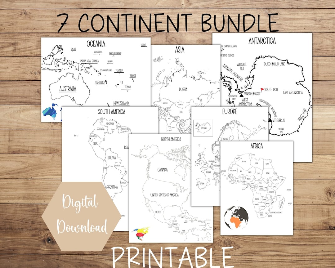 7 Continent PDF Map Bundle, Printable Map Bundle, Travel Tracker, Etsy ...