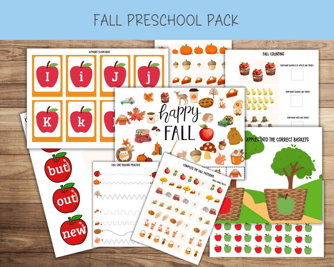 Fall Preschool Bundle, Autumn Preschool Worksheets Fall Kindergarten ...