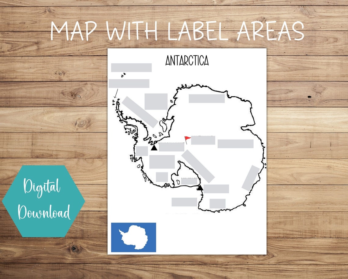 Antarctica Map Printable, Continent Map Printable, PDF Map, Instant ...