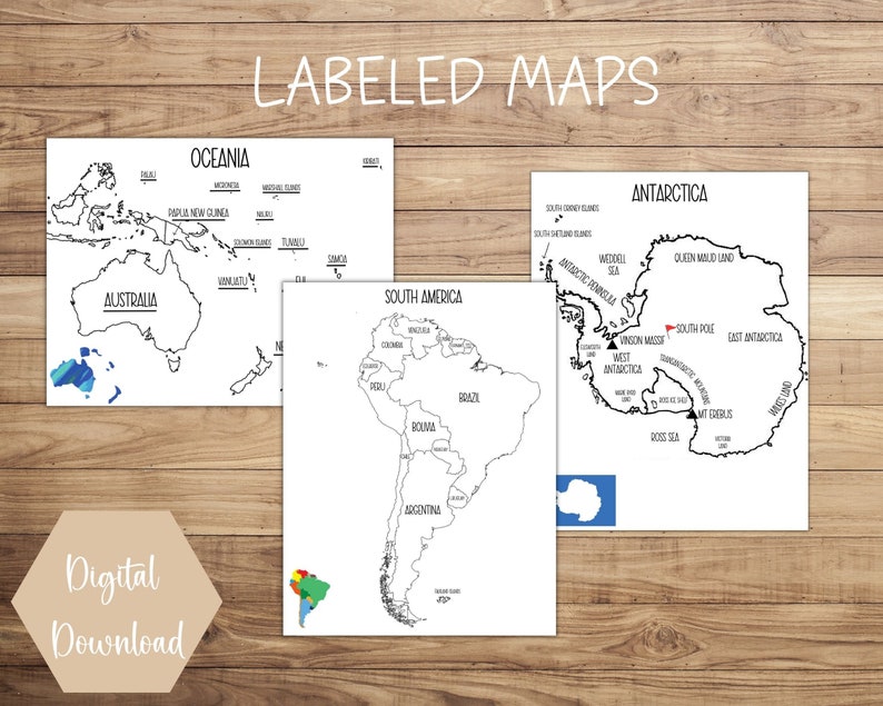 7 Continent PDF Map Bundle, Printable Map Bundle, Travel Tracker, Etsy ...