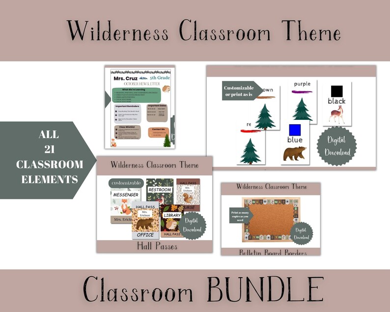 Wilderness Classroom Decor Bundle, Wilderness Classroom Theme Bundle ...