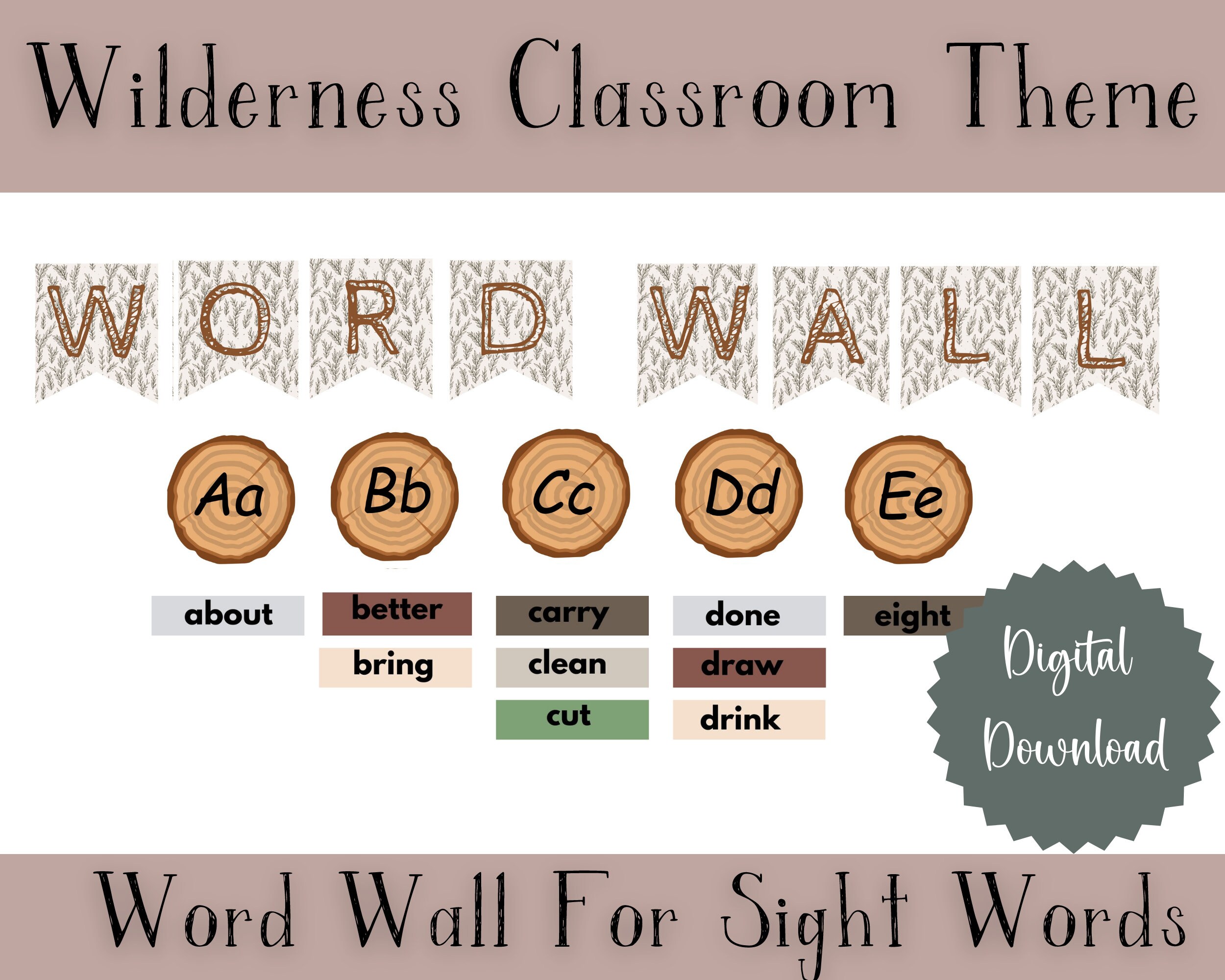 Custom Classroom Words, Wilderness Theme, Classroom Decorations ...
