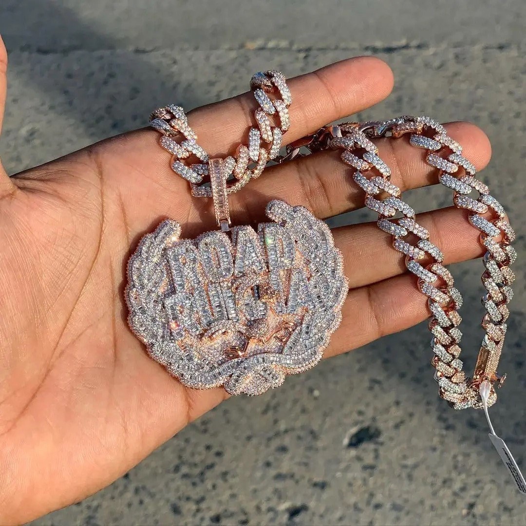 Iced Out CZ Road Runna Pendant Hip Hop Jewelry - Etsy