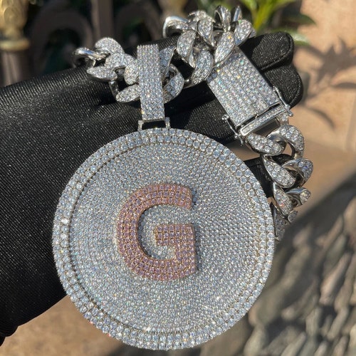 Iced Out Customizable Two Tone Disc Name Pendant Hip Hop - Etsy