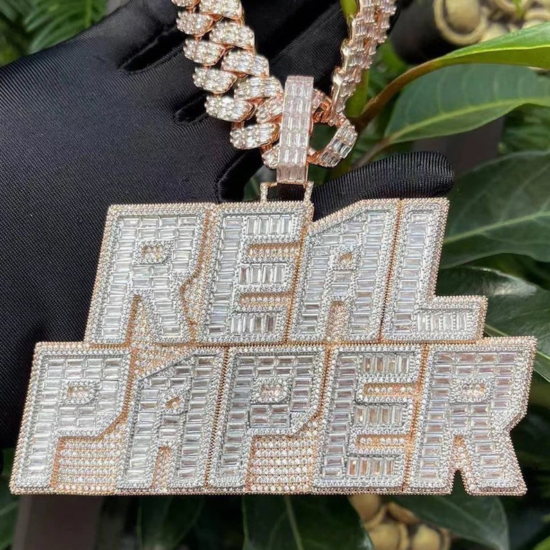 Fully Customizable Iced Out Two Tone Stacked Name Pendant - Etsy