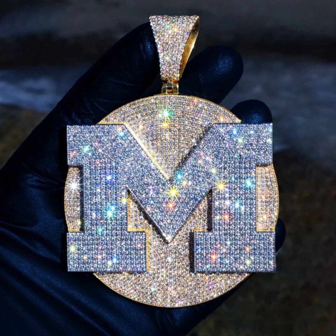 Iced Out Customizable Two Tone Disc Name Pendant Hip Hop - Etsy
