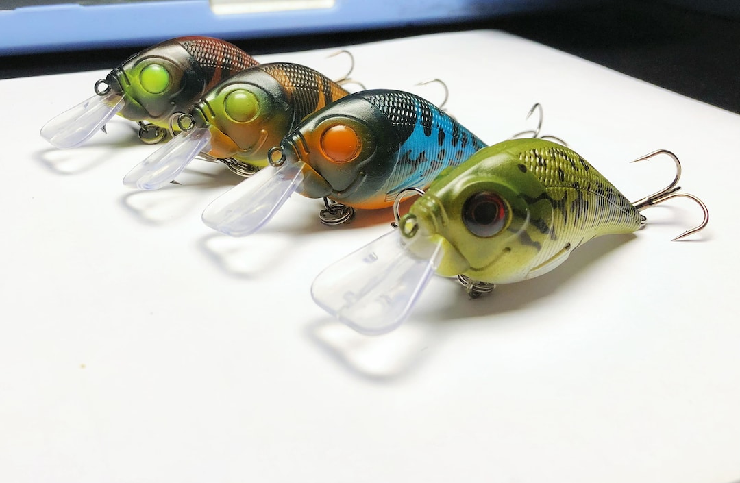 Custom Painted Crankbait Bass Fishing Lures, Craw and Smallmouth Bass ...