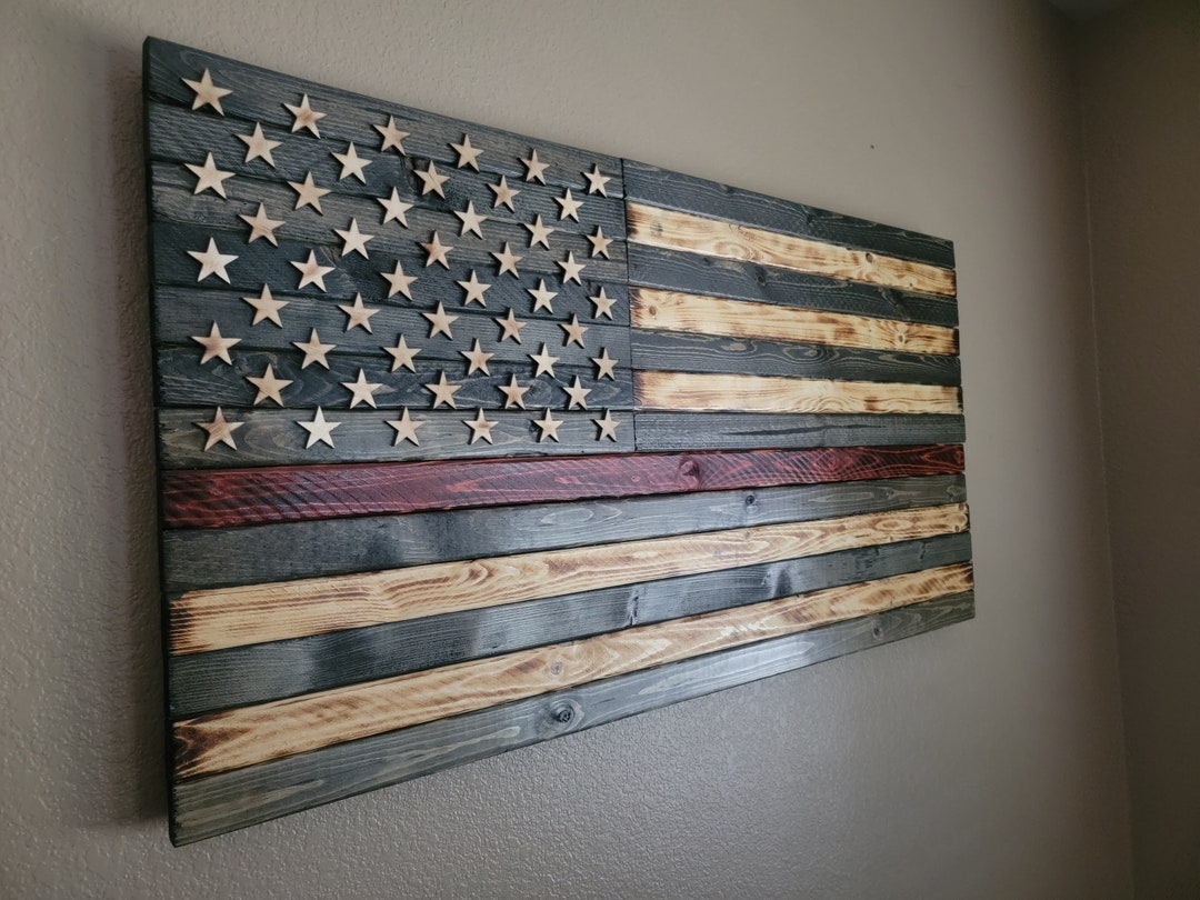 Handmade Wood American Flags With Raised Stars - Etsy