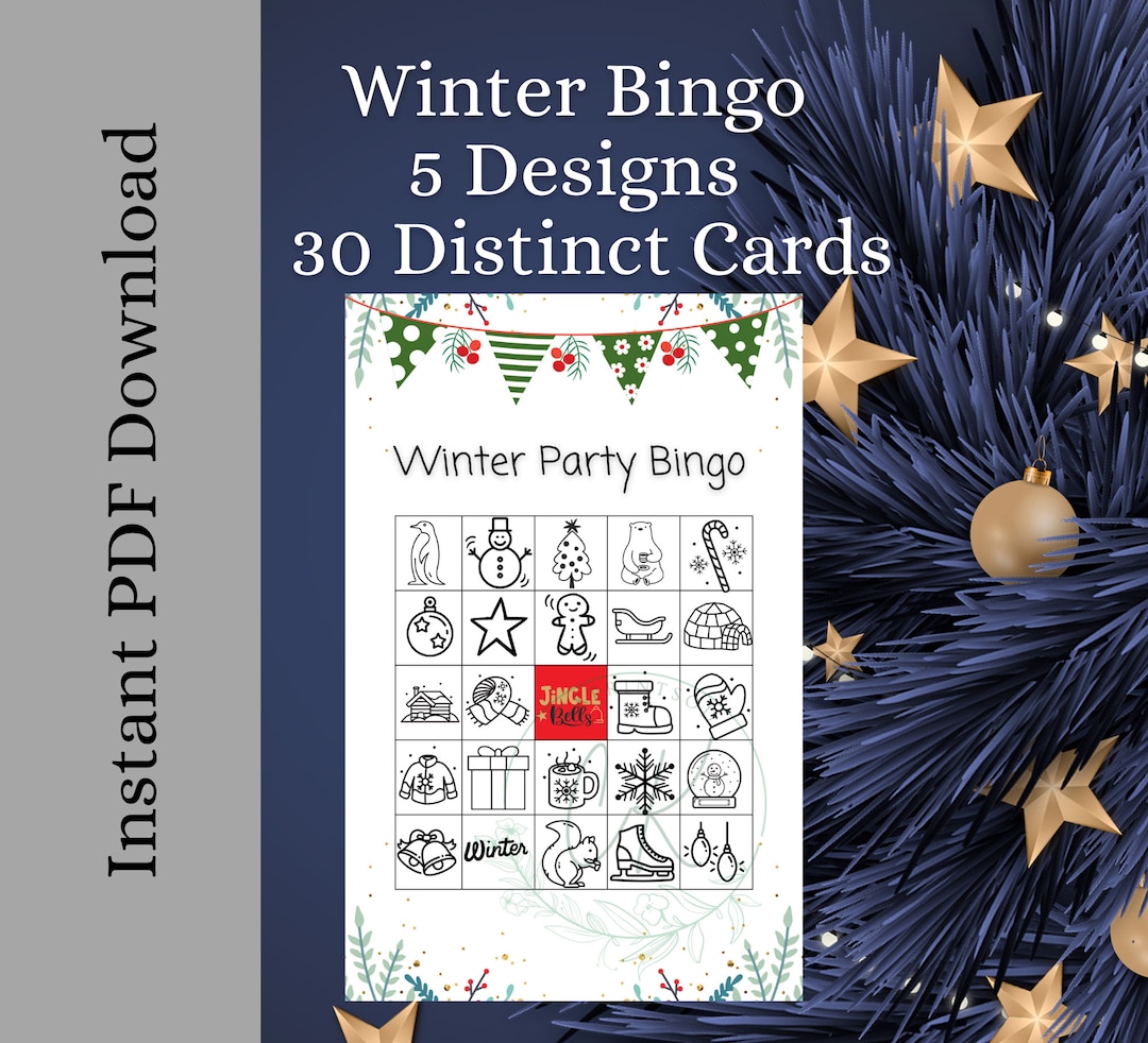 Printable Winter Holiday Bingo Game, Christmas Party Activity for Kids ...