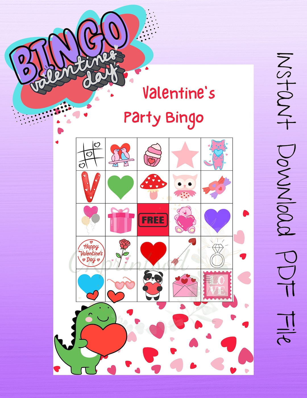 Printable Valentine Love Party Bingo, Valentine School Party Bingo Game ...