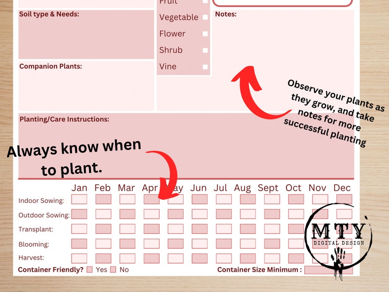 Digital Download Seed Information Template | Gardener Seed Tracker ...