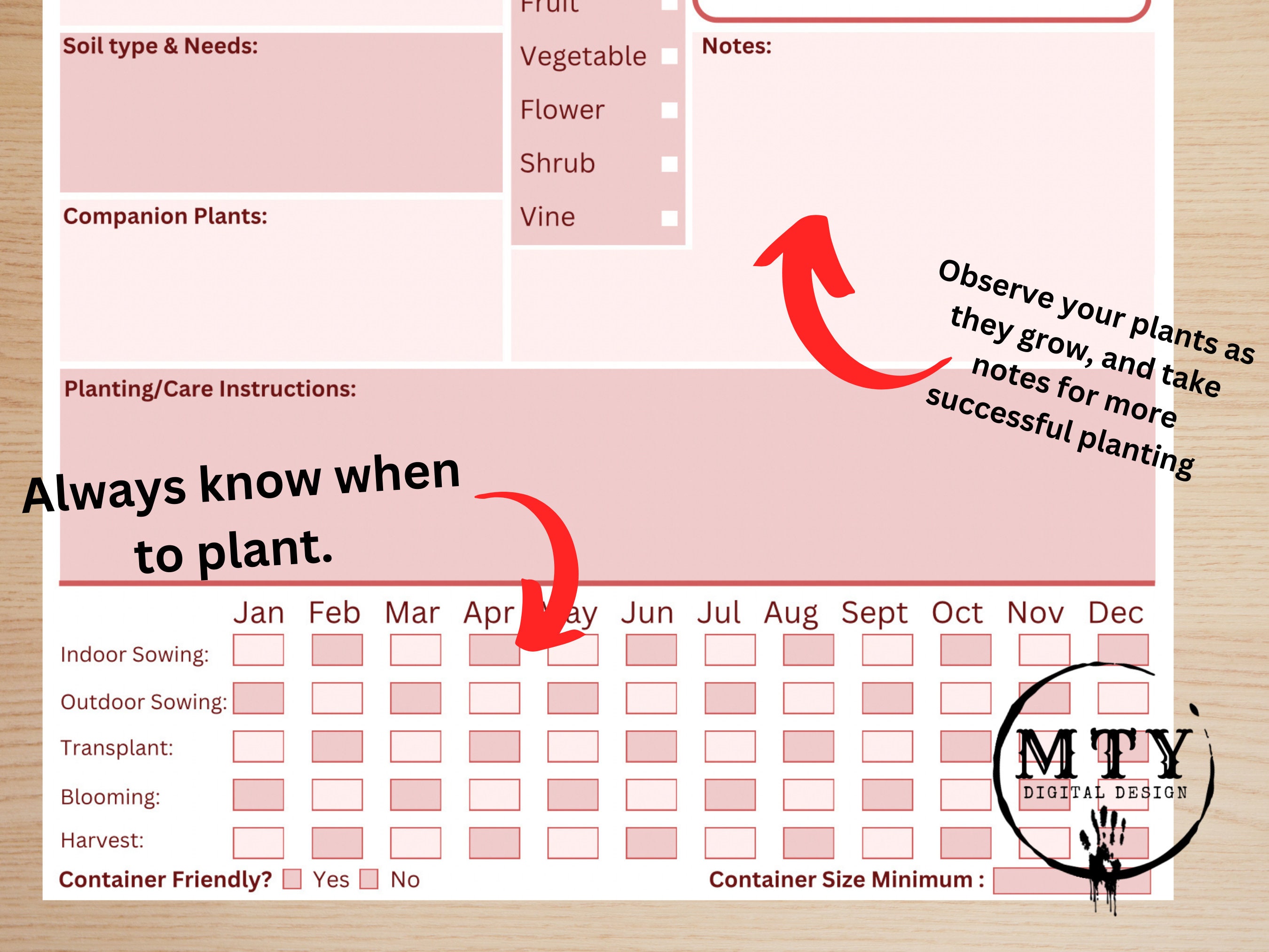 Digital Download Seed Information Template | Gardener Seed Tracker ...