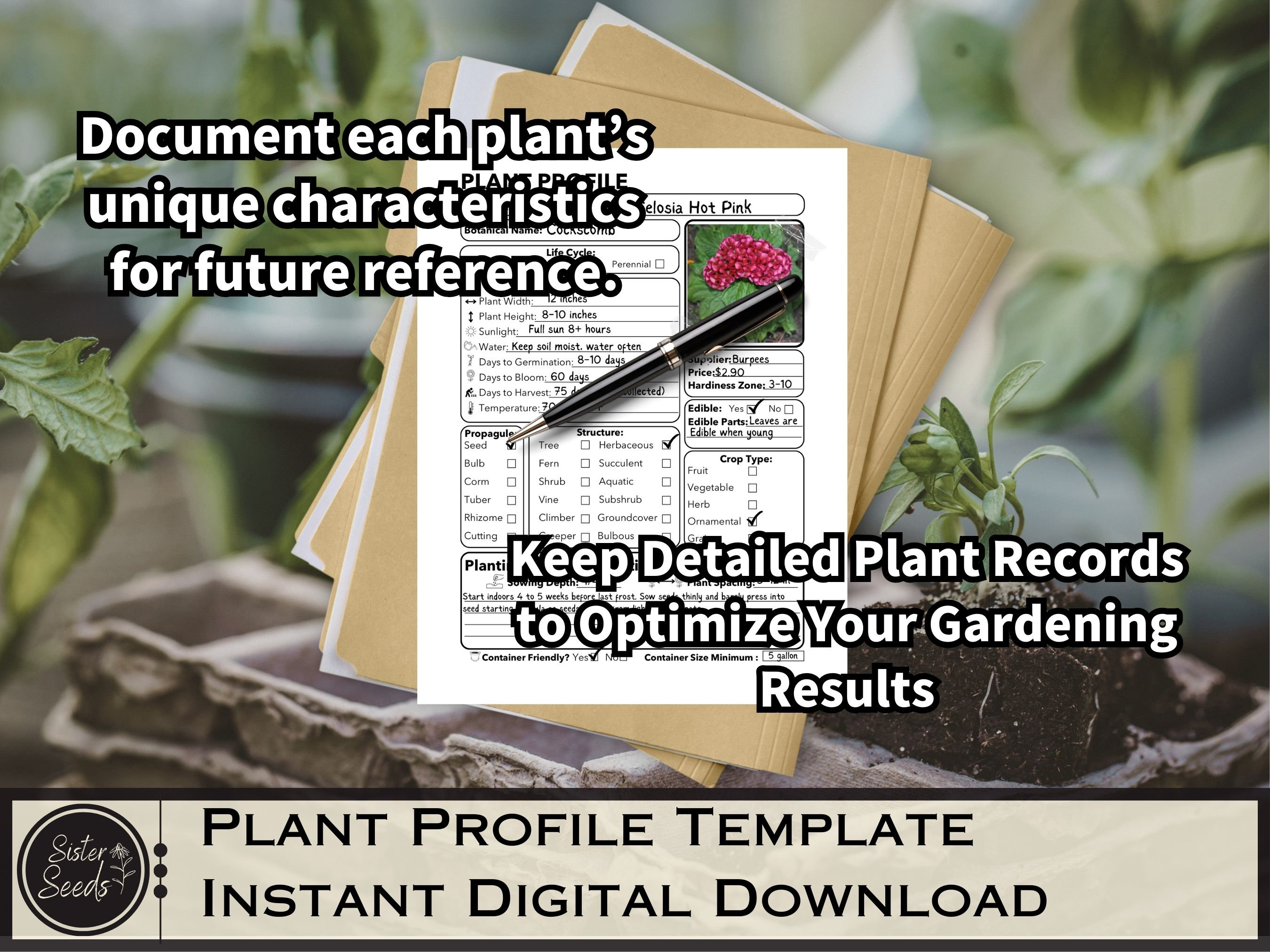 Digital Download Plant Profile Log – Printable Garden Record, Track ...