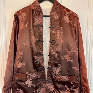 Vintage Satin Brocade Frog Closure Asian Mandarin Collar Jacket - Etsy