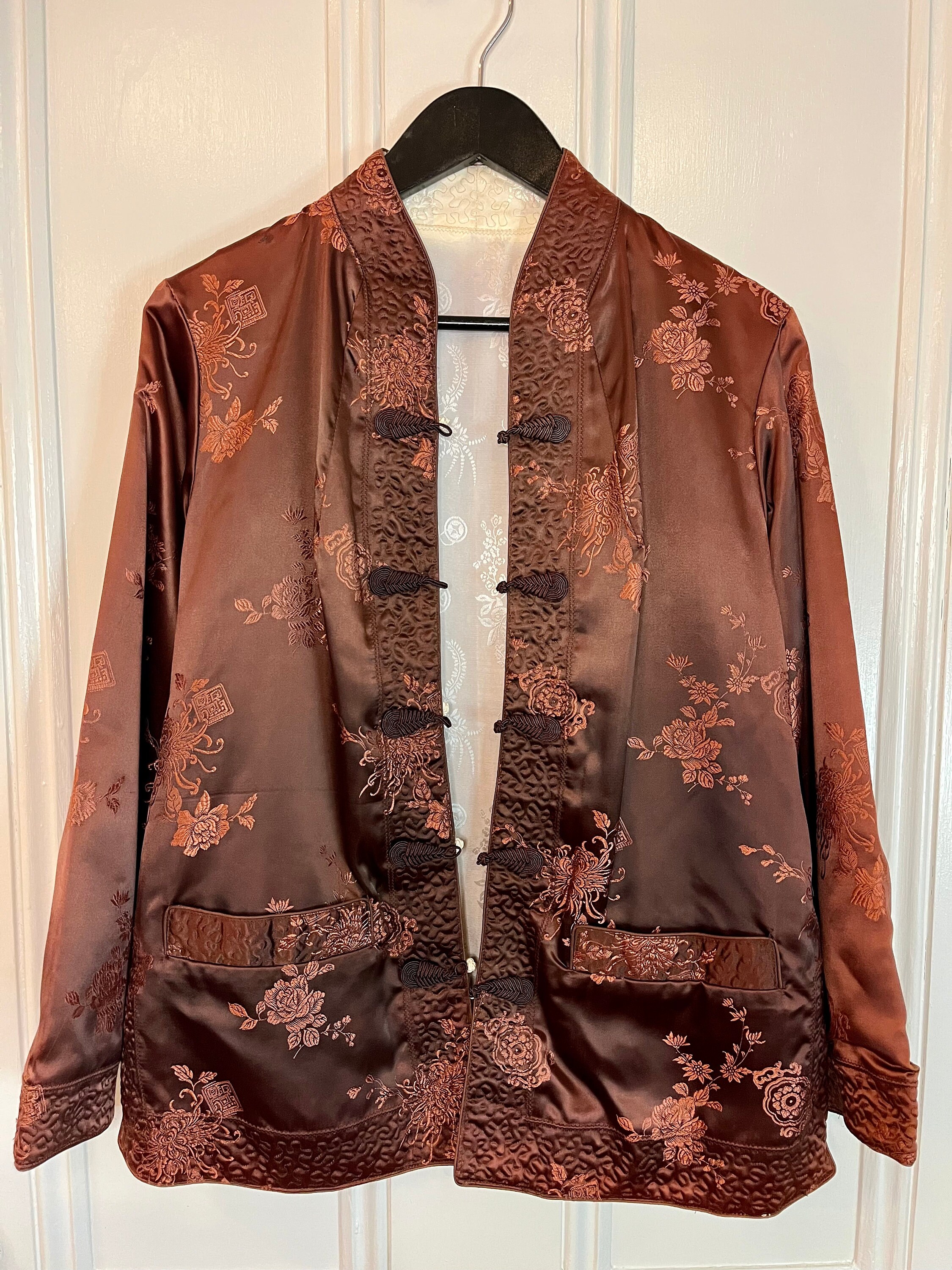 Vintage Satin Brocade Frog Closure Asian Mandarin Collar Jacket - Etsy